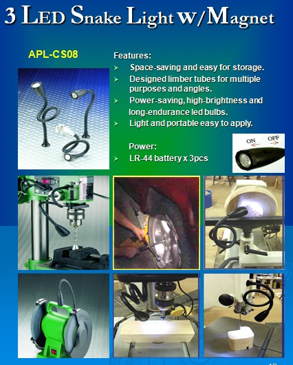 3-LED Snake Light w/Magnet | Work Lamp | Testing Equipment ...