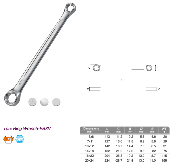 Torx Ring Wrench-EBXV | Special Wrench | 鍀崴工業股份有限公司 | 產品資訊